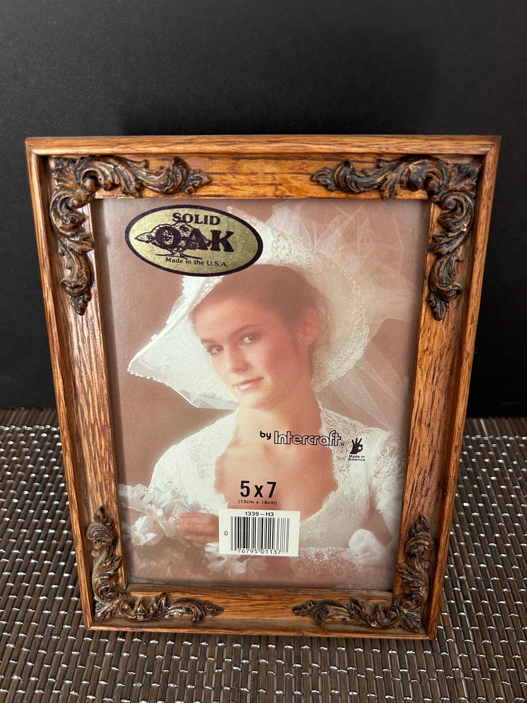 Vintage 5x7” Solid Oak Wood Brown Photo Frame Intercraft - Etsy