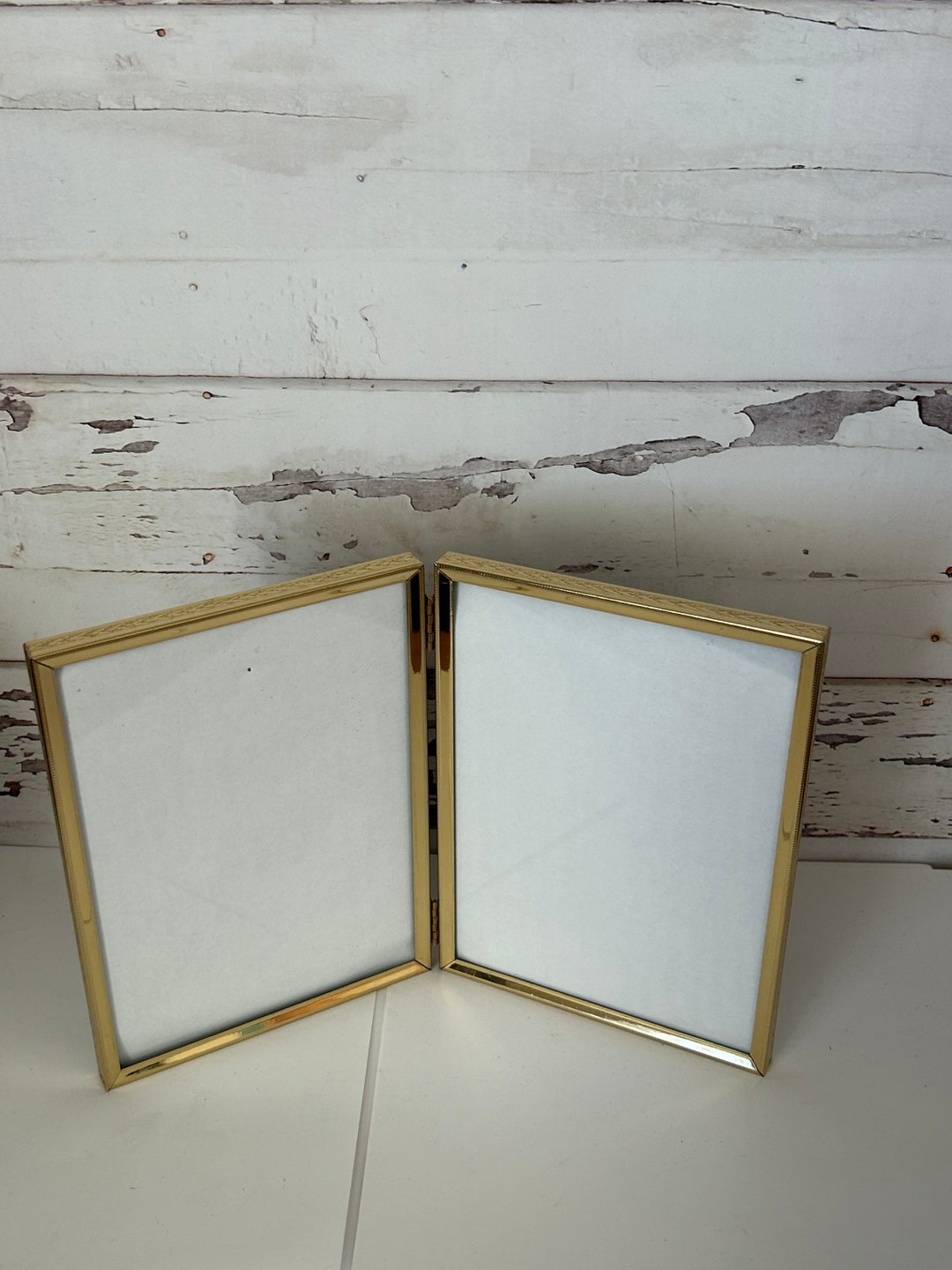 Vintage 5x7”gold Double Folding Frame Hollywood Regency Victorian Style ...
