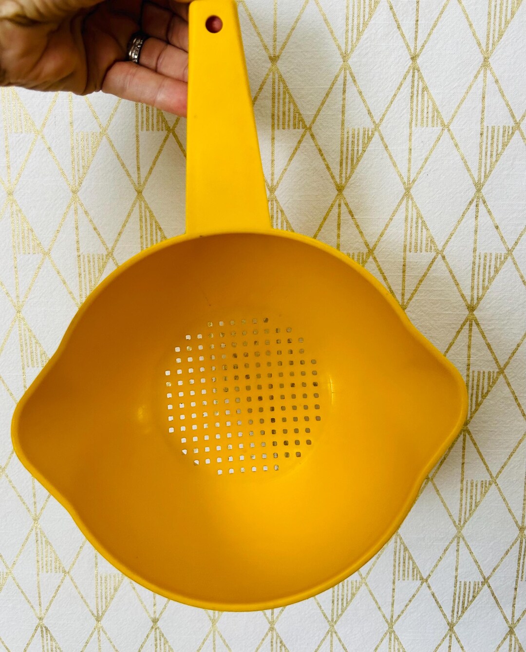 Vintage Tupperware Yellow Strainer - Etsy