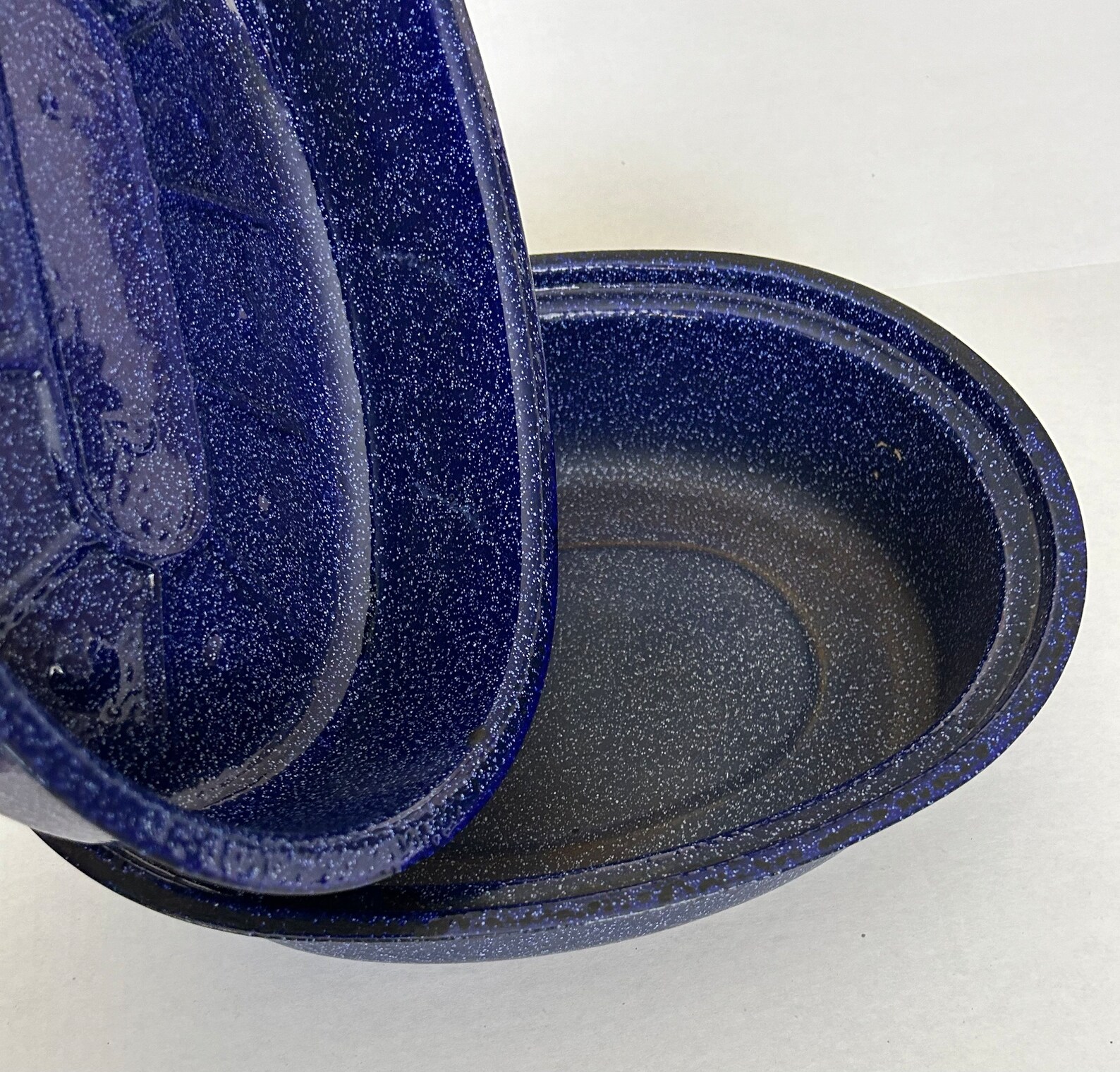 Large Speckled Cobalt Blue Roaster Handles Dutch Oven Enamelware ...