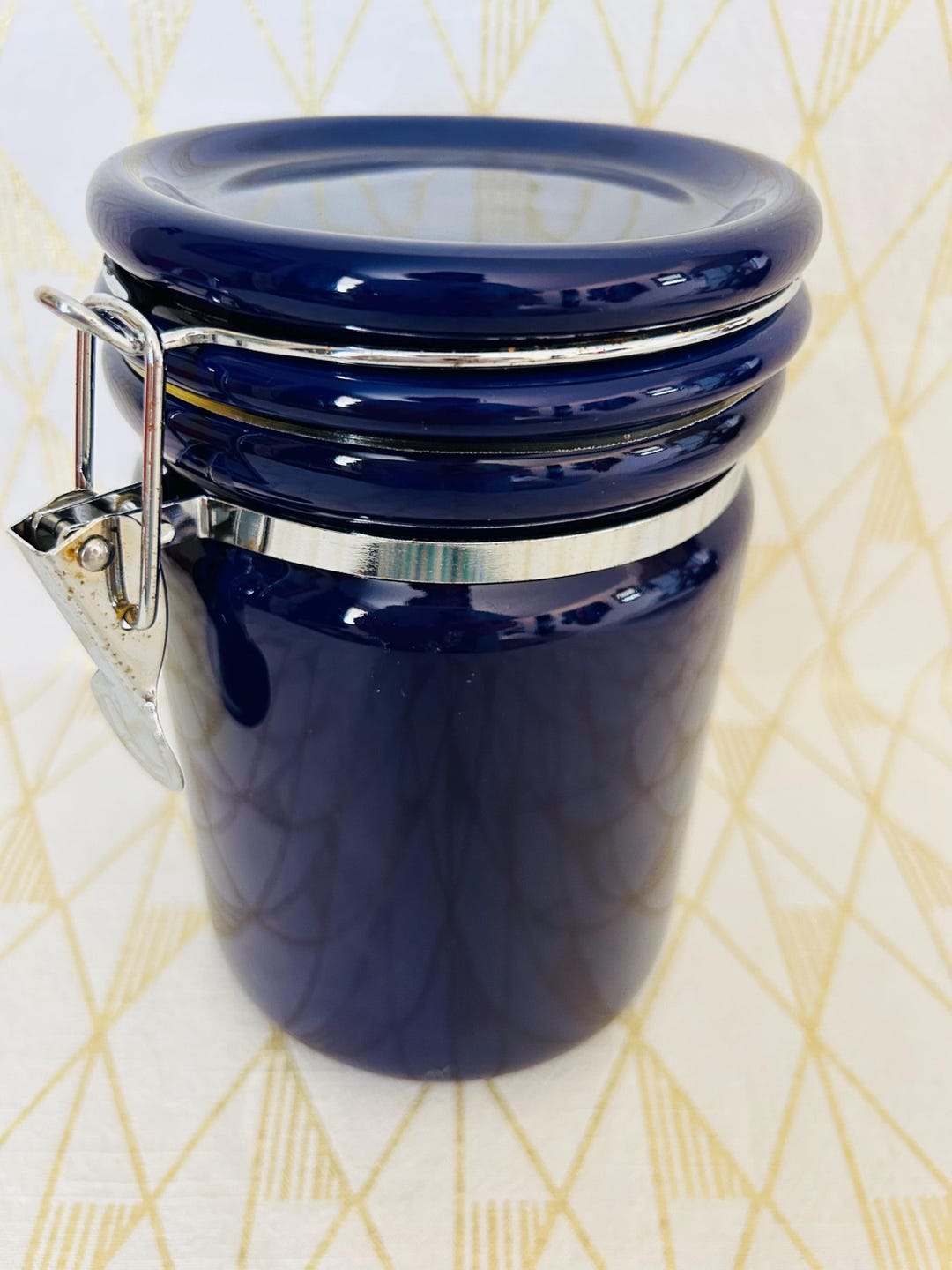 Vintage Airtight Cobalt Blue Ceramic Canister 7 - Etsy