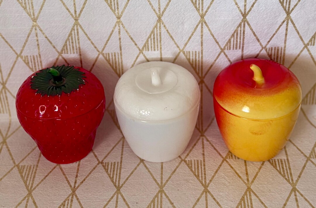 Hazel Atlas Apples White Apple Red Apple and Strawberry With Lid - Etsy
