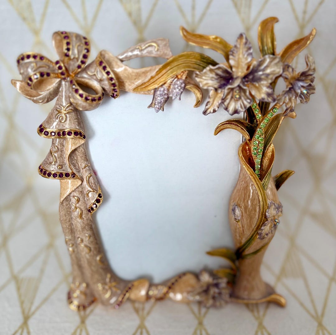 Vintage 4”x6” Gold Embellished Photo Frame Hollywood Regency Floral - Etsy