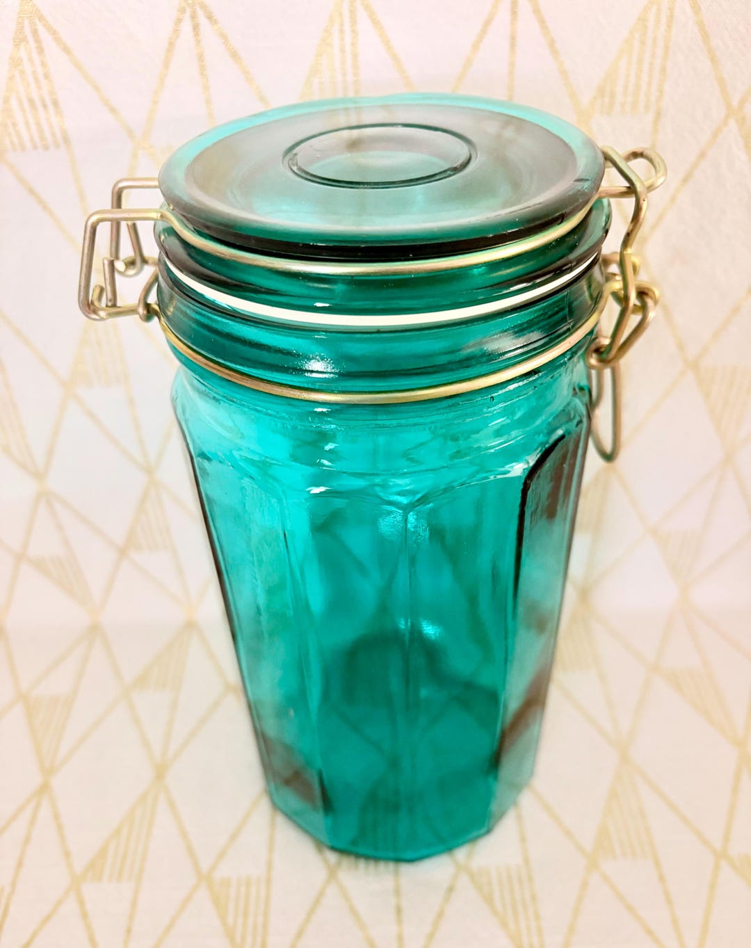 Vintage Airtight Rare Turquoise Canister Glass Jar - Etsy