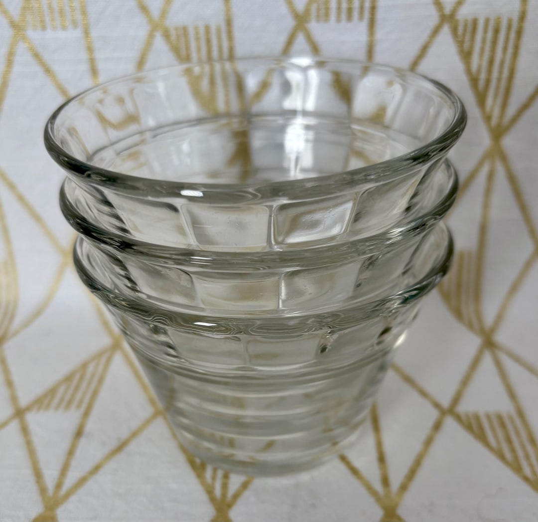 3-clear Glass Custard Bowls Mexico - Etsy