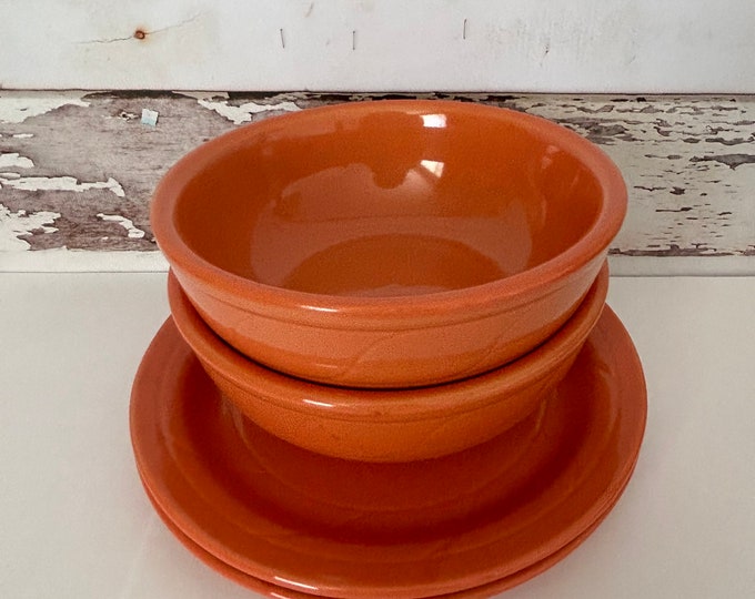 Crestware Orange Ceramic Nappie Bowls 15oz and Saucers - Etsy