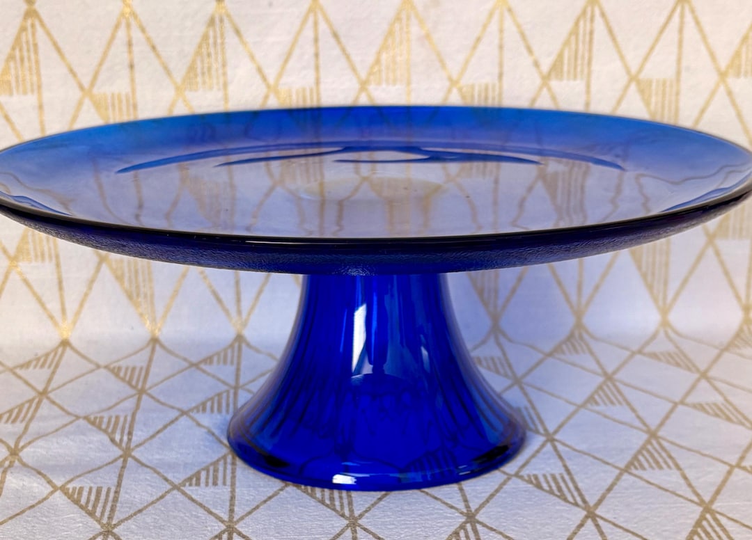 Cobalt Blue Cake Stand Glass - Etsy