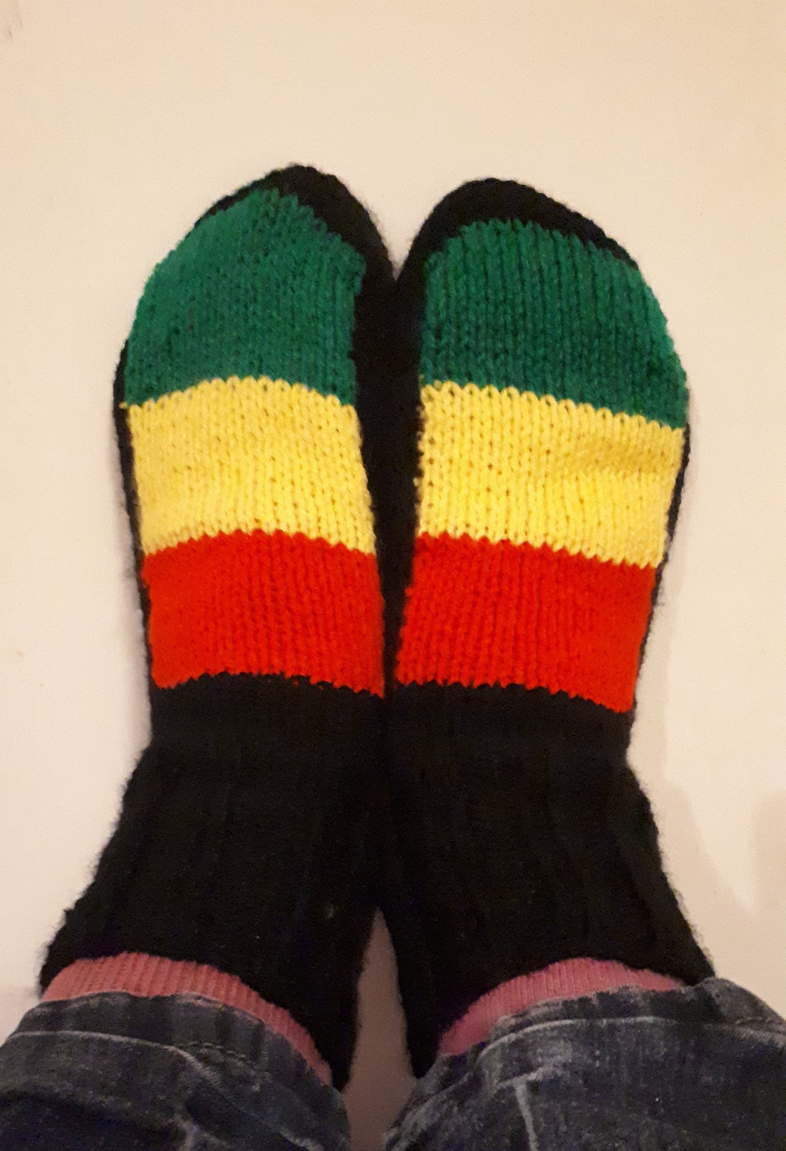 Hand Knitted Rasta Booties Jamaican Reggae Rastafarian Striped - Etsy