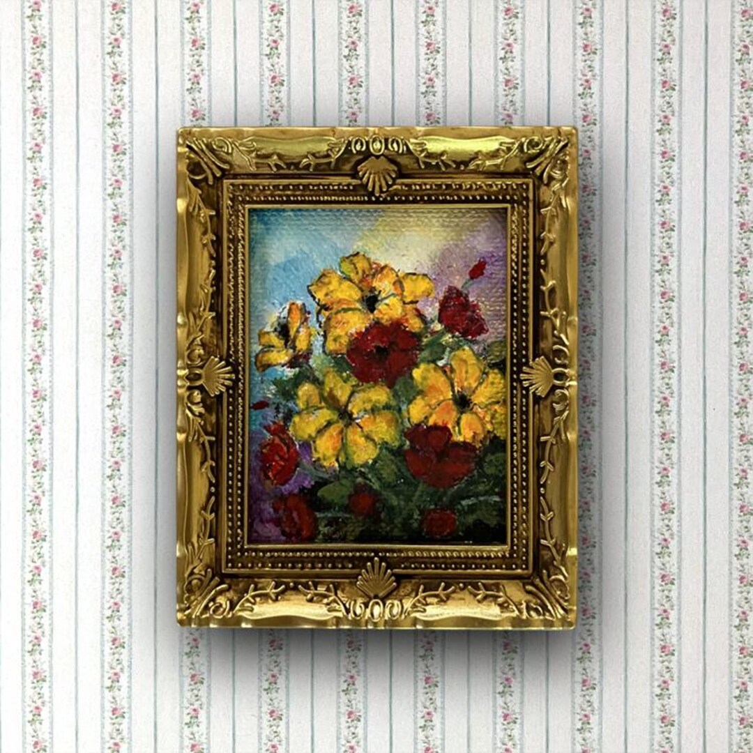 Original Miniature Still Life Painting “red & Yellow Bouquet” - Etsy