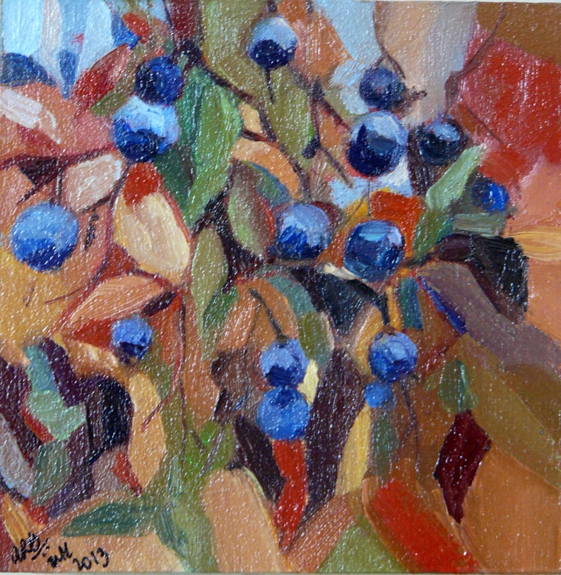 Sapphire Gold and Ruby Red. Original Oil Painting on Cradled Wood Ready ...