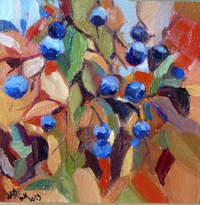 Sapphire Gold and Ruby Red. Original Oil Painting on Cradled Wood Ready ...