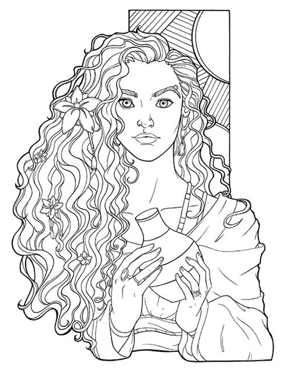 Curly Hair Coloring Page