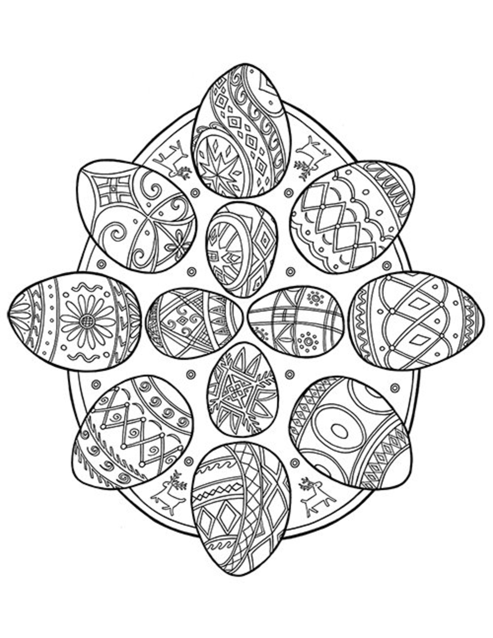 Pysanka Ukrainian Easter Eggs, Hand-drawn Printable Coloring Page for ...