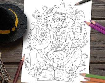 Pumpkin Patch, Fall Autumn Coloring Page for Kids and Adults Digital ...