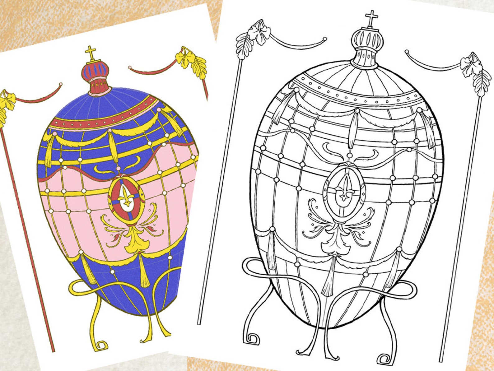 Royal Imperial Egg, A Faberge Egg Coloring Page for Adults and Kids ...