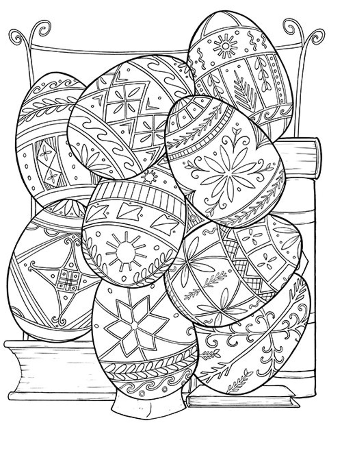 Pysanka Ukrainian Easter Eggs, Hand-drawn Printable Coloring Page for ...