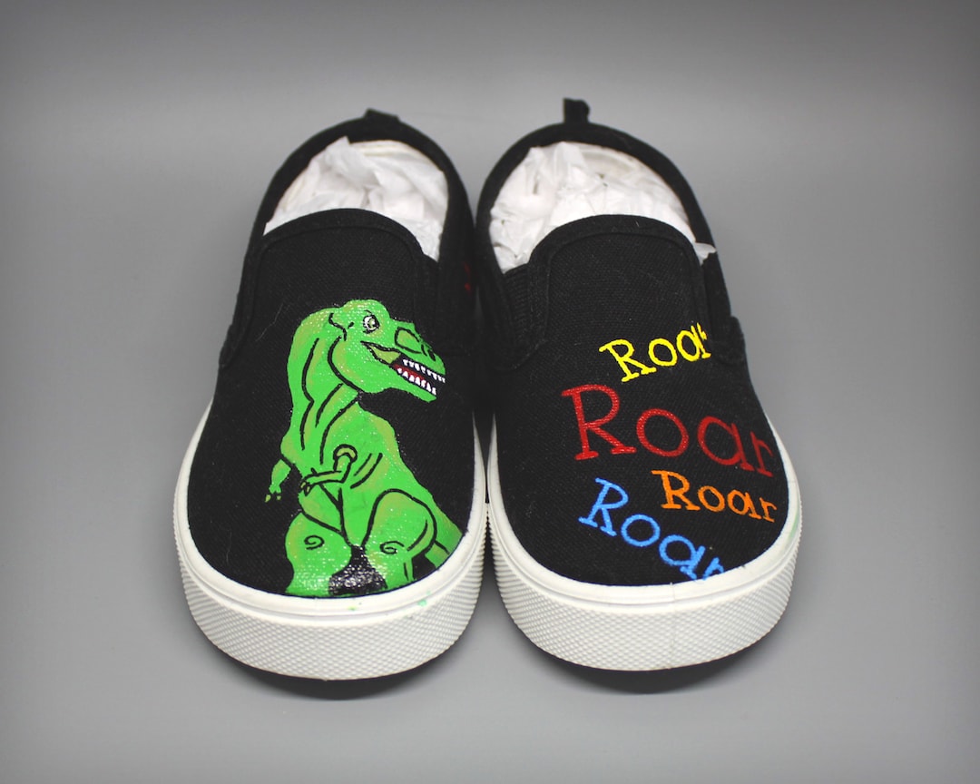 Hand Painted Dinosaur Shoes (customized) - Etsy
