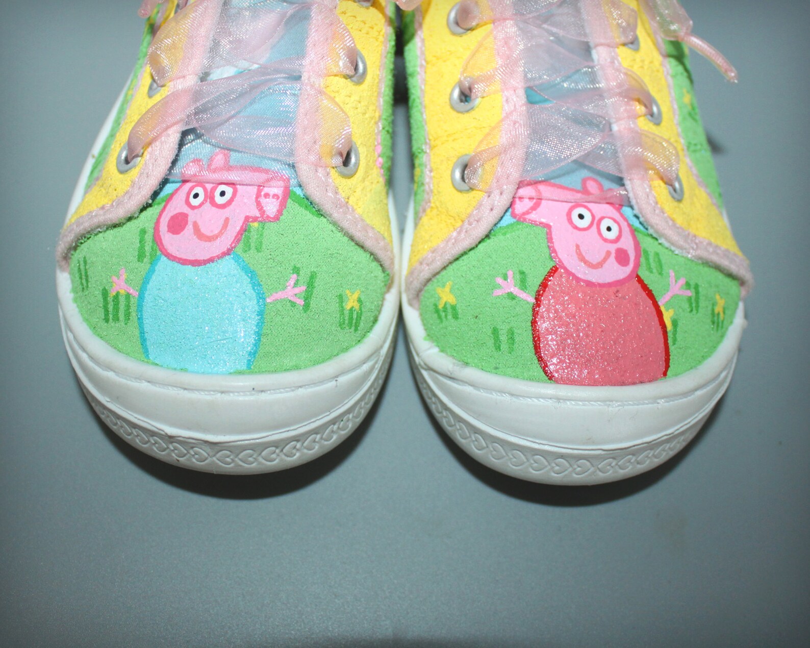 Hand Painted Peppa Pig Inspired Shoes customized | Etsy