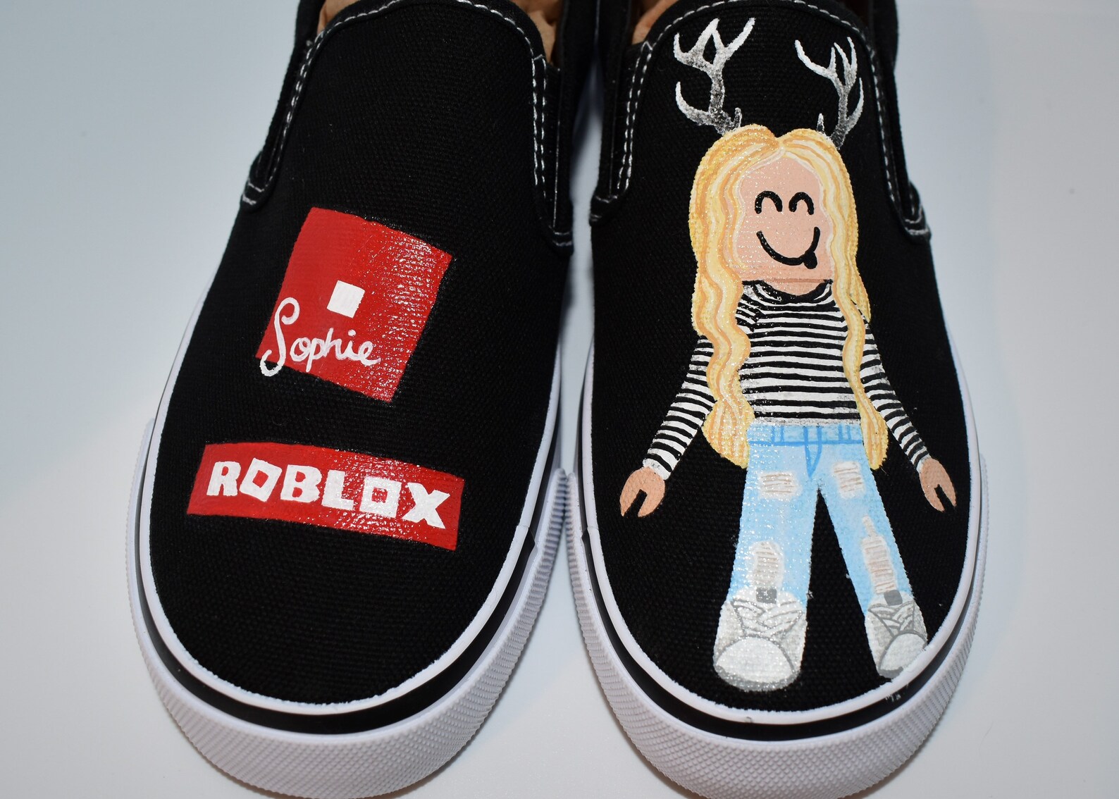 Childrens Hand Painted Roblox Inspired Sneakers customized | Etsy