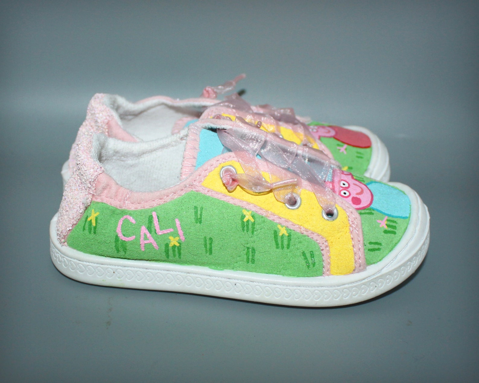 Hand Painted Peppa Pig Inspired Shoes customized | Etsy