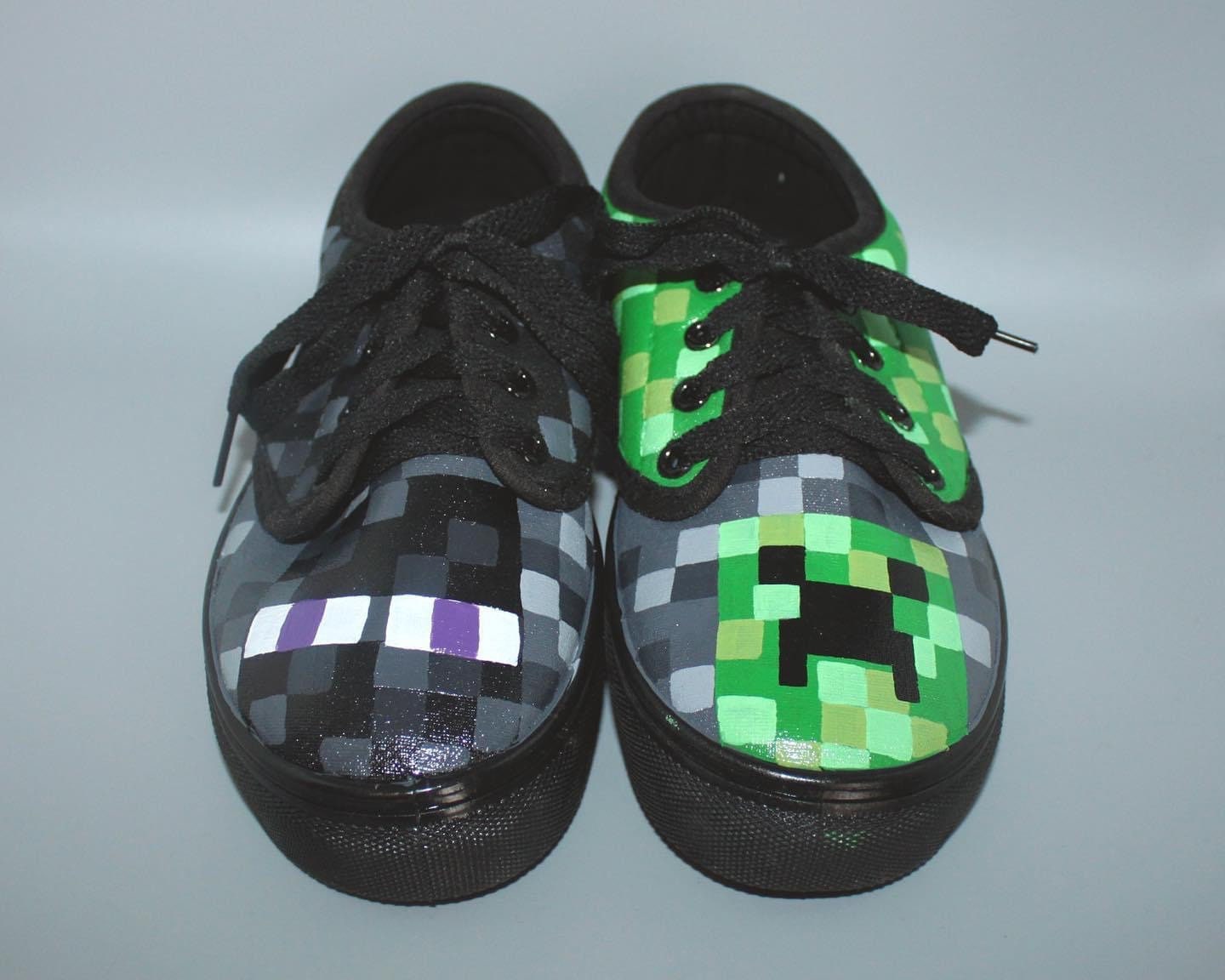 Hand Painted Minecraft Inspired Sneakers customized | Etsy