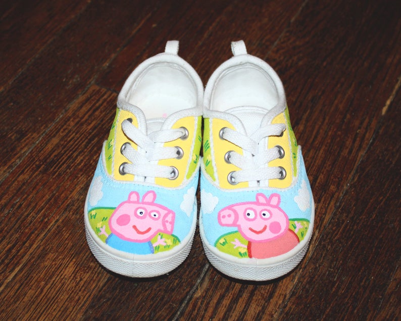 Hand Painted Peppa Pig Inspired Shoes customized | Etsy