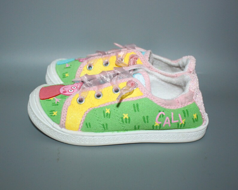 Hand Painted Peppa Pig Inspired Shoes customized | Etsy