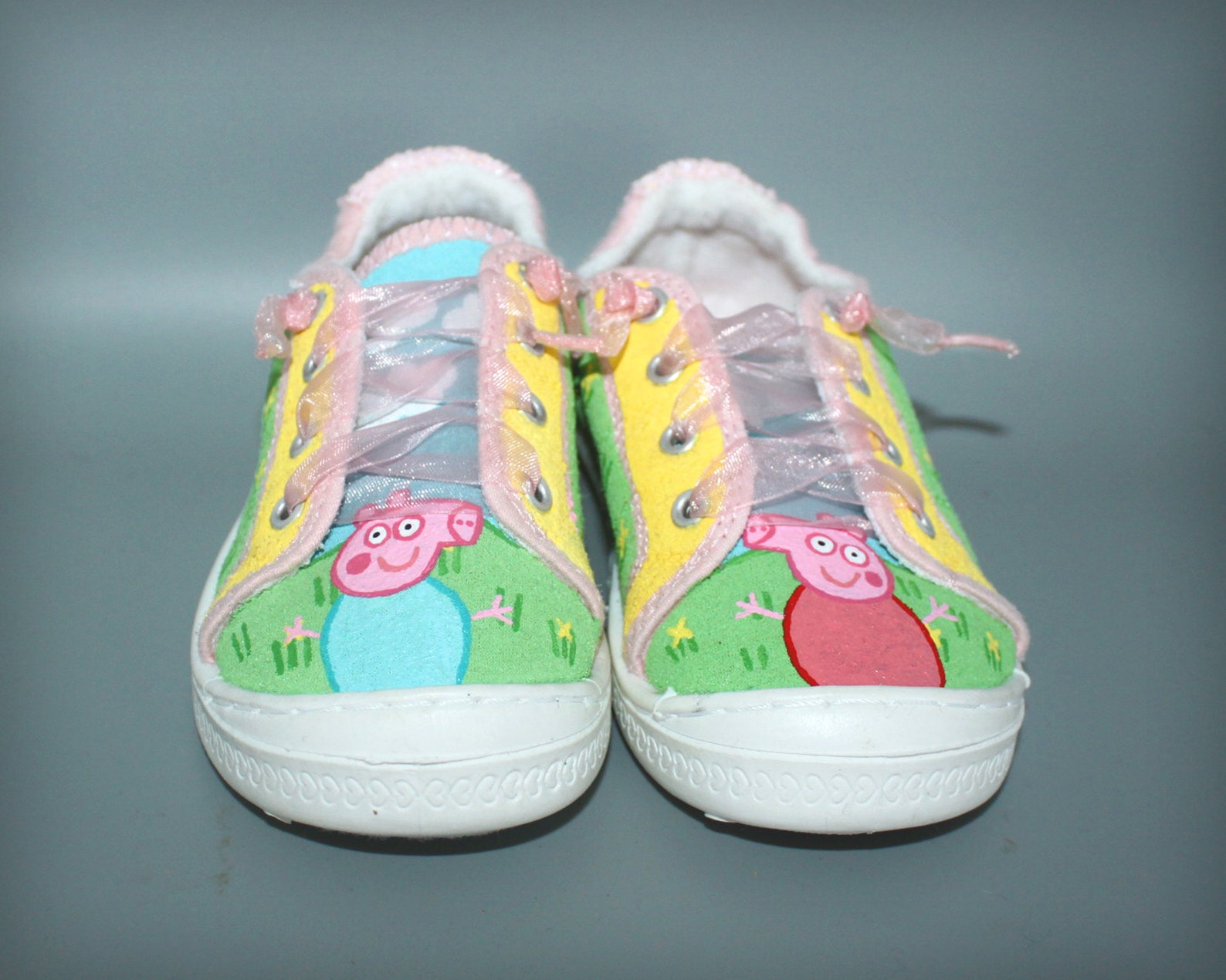 Hand Painted Peppa Pig Inspired Shoes customized | Etsy