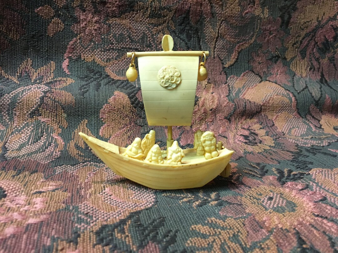 Celluloid Miniature Ship, 1920's Tiny Toy Ship, Asian Early Plastic ...