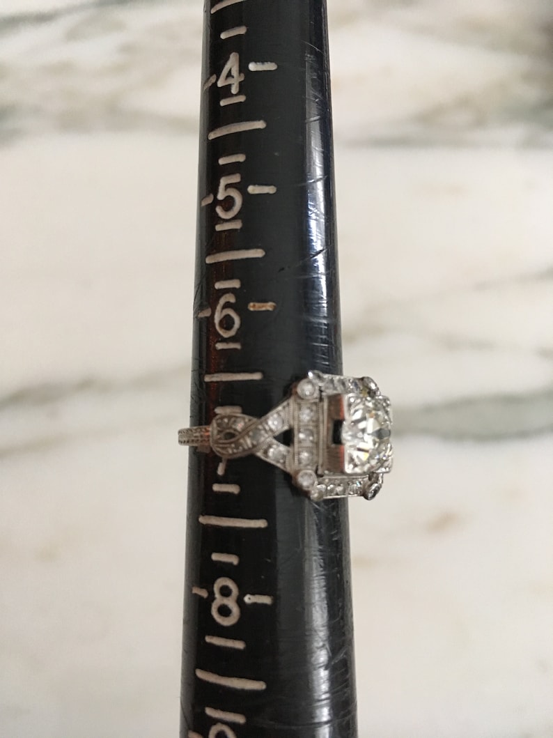 Antique Deco Diamond Engagement Ring Platinum Setting | Etsy