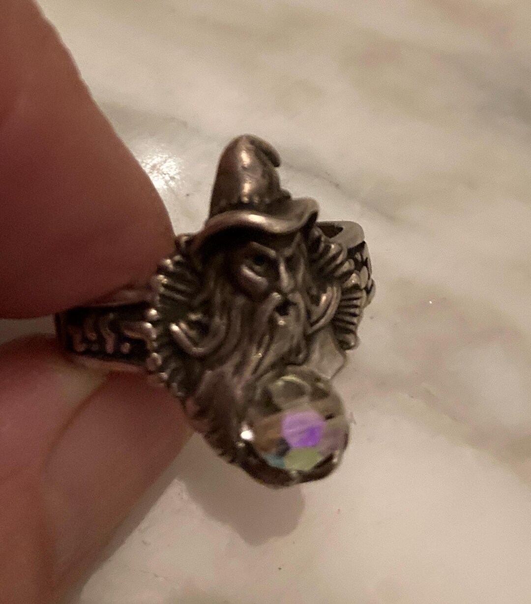 Sterling Witch Ring, Warlock, Halloween Ring, Size 8 1/2, Celestial, Aurora Borealis, Witch Ring ...