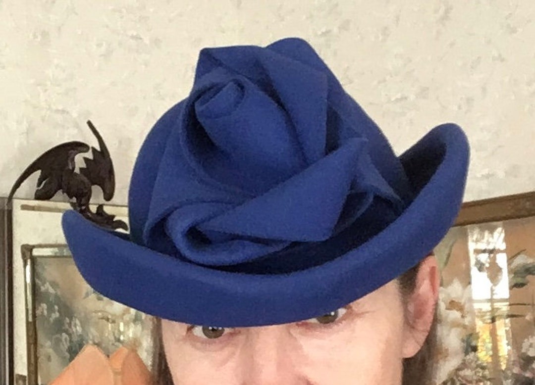 Hand Made Hat, Riding Hat, Royal Blue, Fur Felt Riding Hat, Self Flower ...