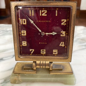 Wind up Desk Clock, C. Bucherer Clock, 1930's Deco Desk Clock, 8 Day ...