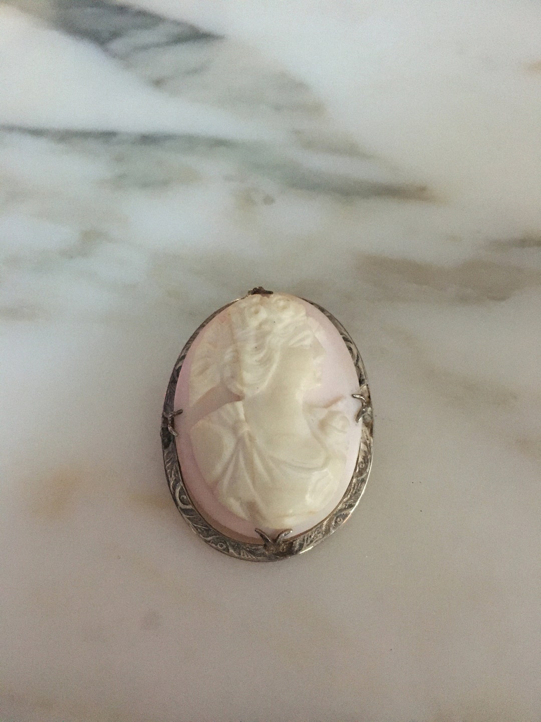 Coral Cameo, Victorian Cameo, Angel Skin Coral, Carved Coral, Sterling ...