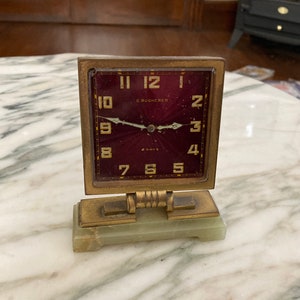 Wind up Desk Clock, C. Bucherer Clock, 1930's Deco Desk Clock, 8 Day ...
