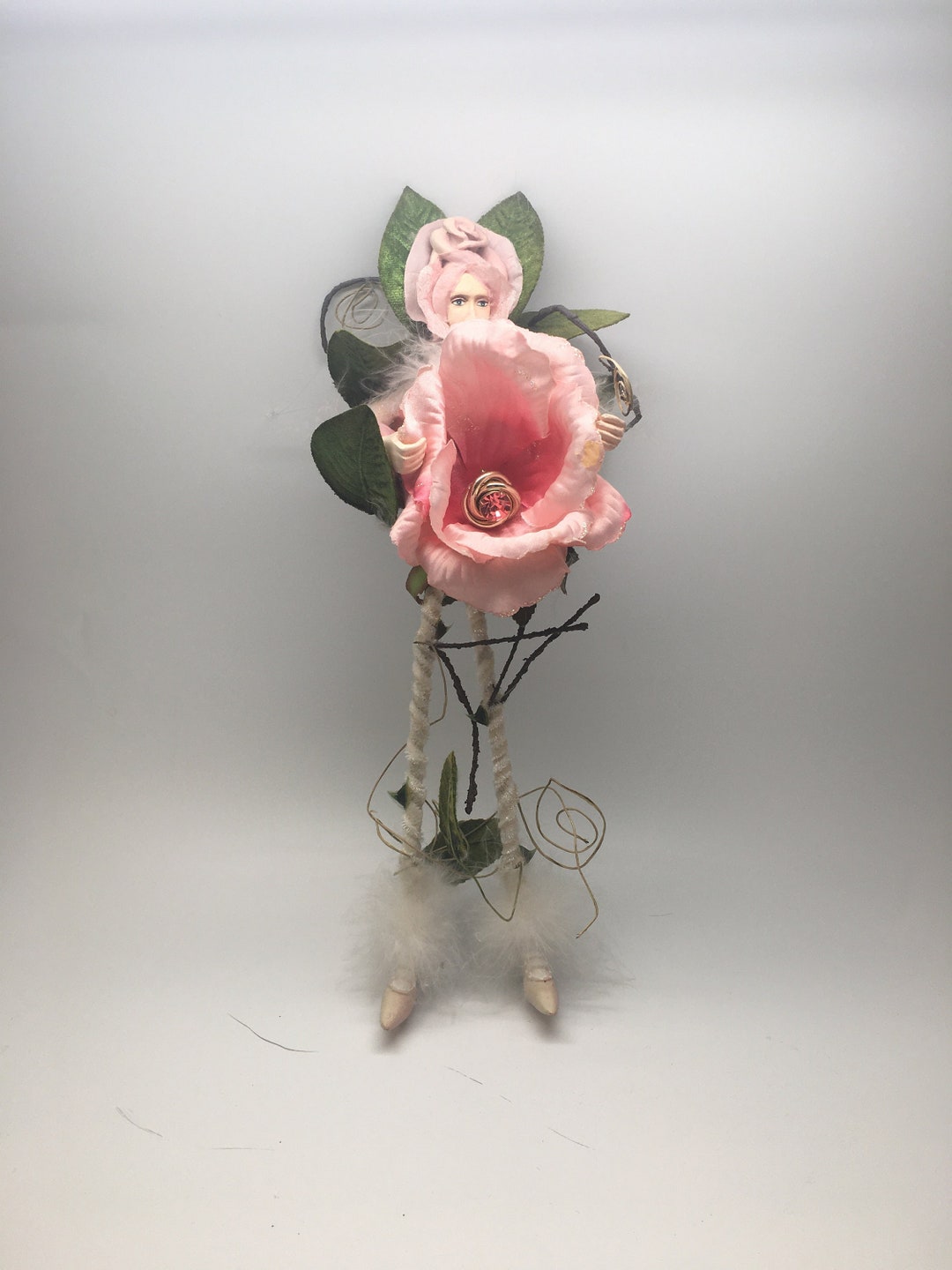 Handmade Doll, Flower Power Doll, Flower Head Doll, Dresser Decoration ...