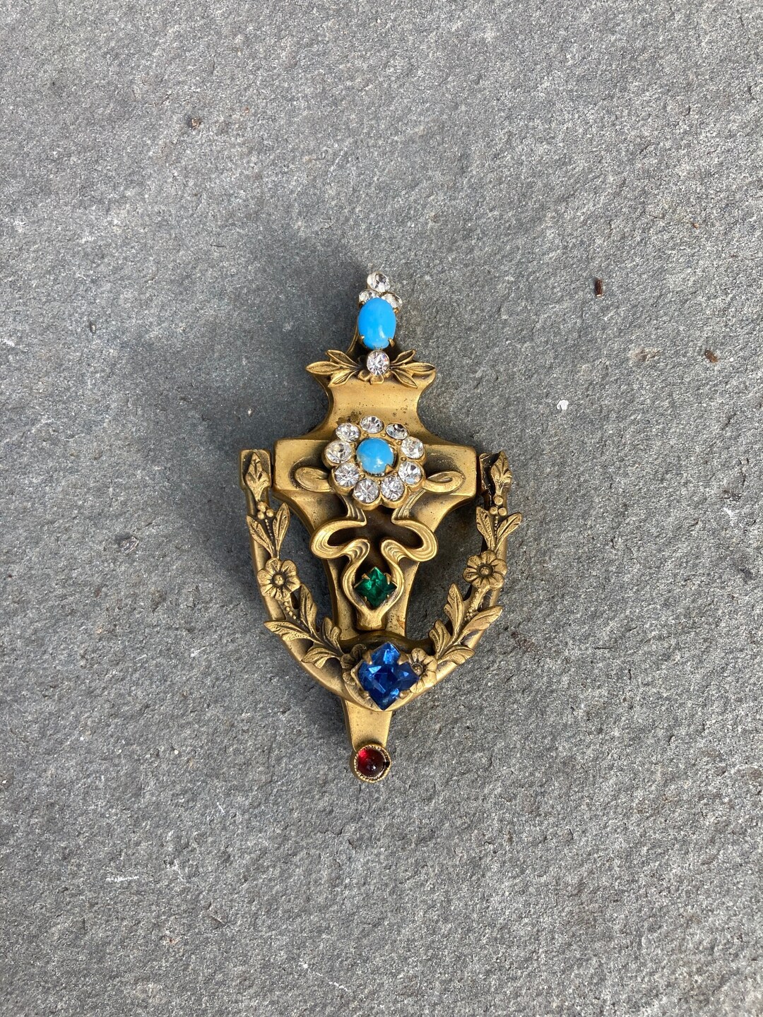 Coro Brooch, Door Knocker, Rhinestone Brooch, Mechanical Pin, Multi ...