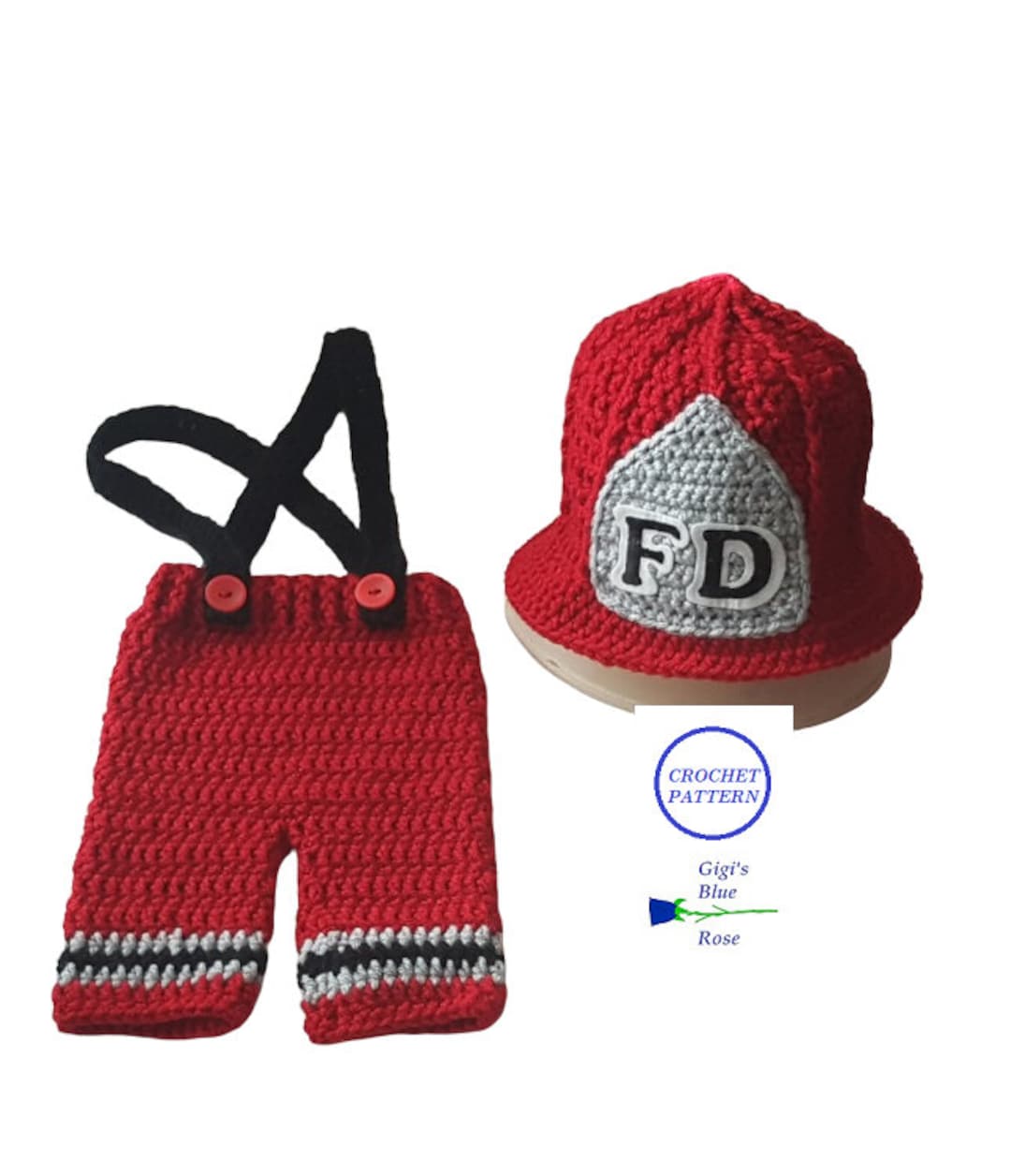 CROCHET Pattern/newborn Fireman Outfit Pattern/pdf Pattern Only - Etsy