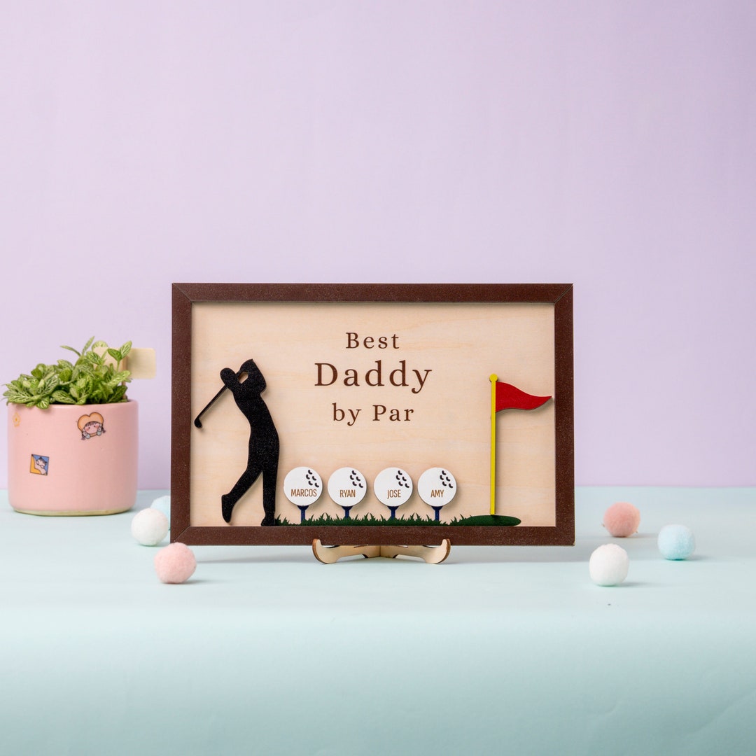 Personalized Wooden Golf Sign, Custom Best Dad by Par Sign, Gift for ...