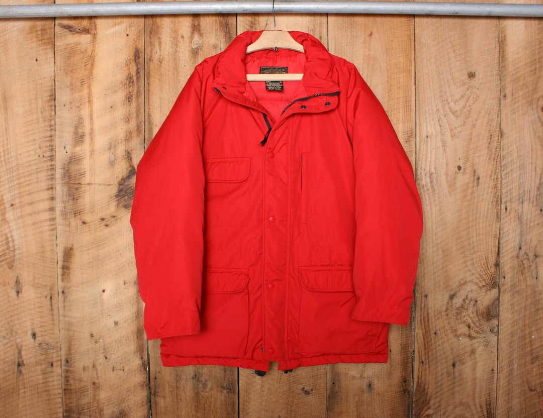 Sz. L | Vintage EDDIE BAUER Red Goose Down Insulated Thick Winter ...
