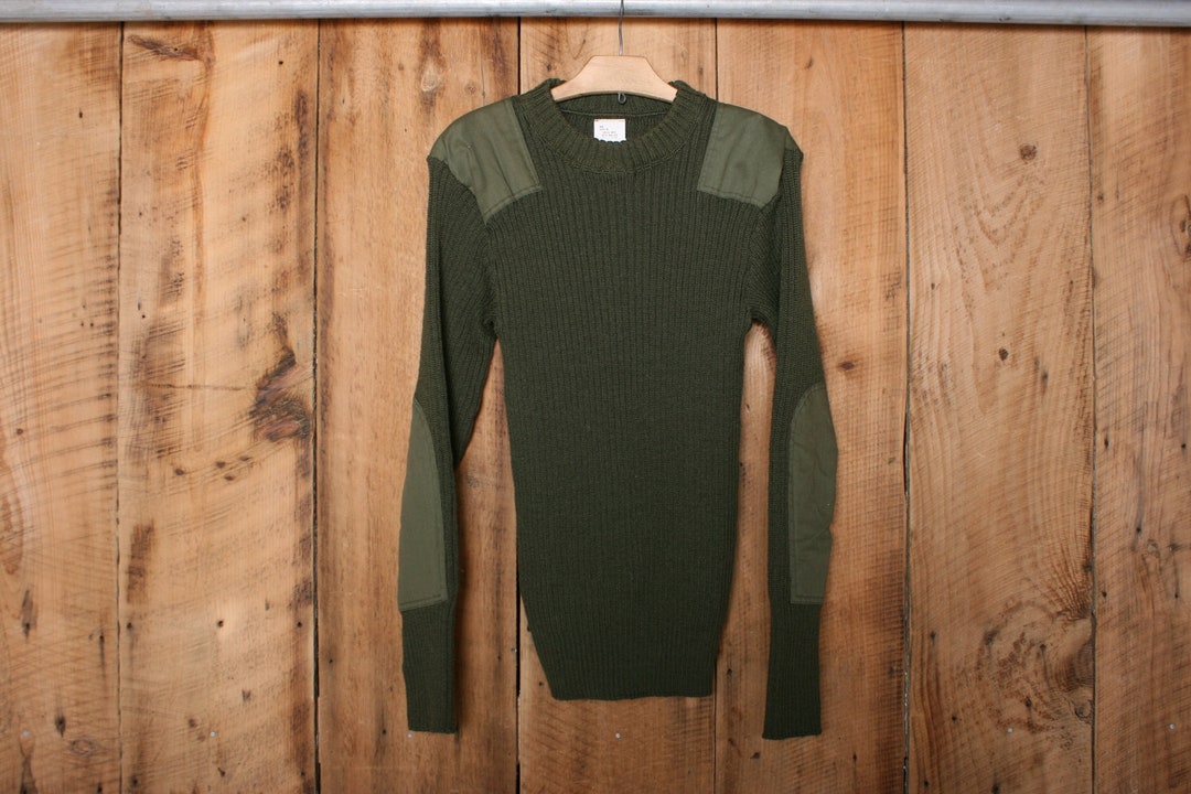 Sz. 42 | Vintage KELLWOOD CO. Olive Green Wool Knitted U.S. Marine ...