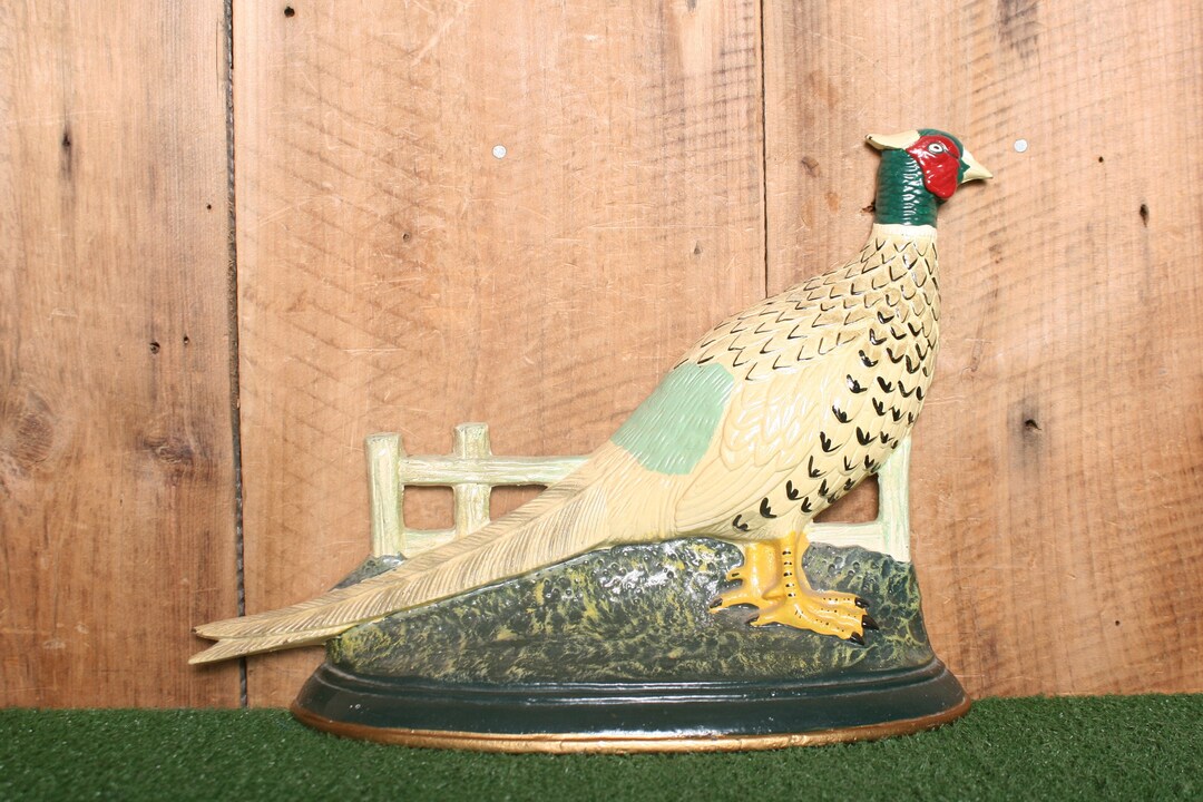 Vintage Painted Cast Iron Pheasant Doorstop - Etsy