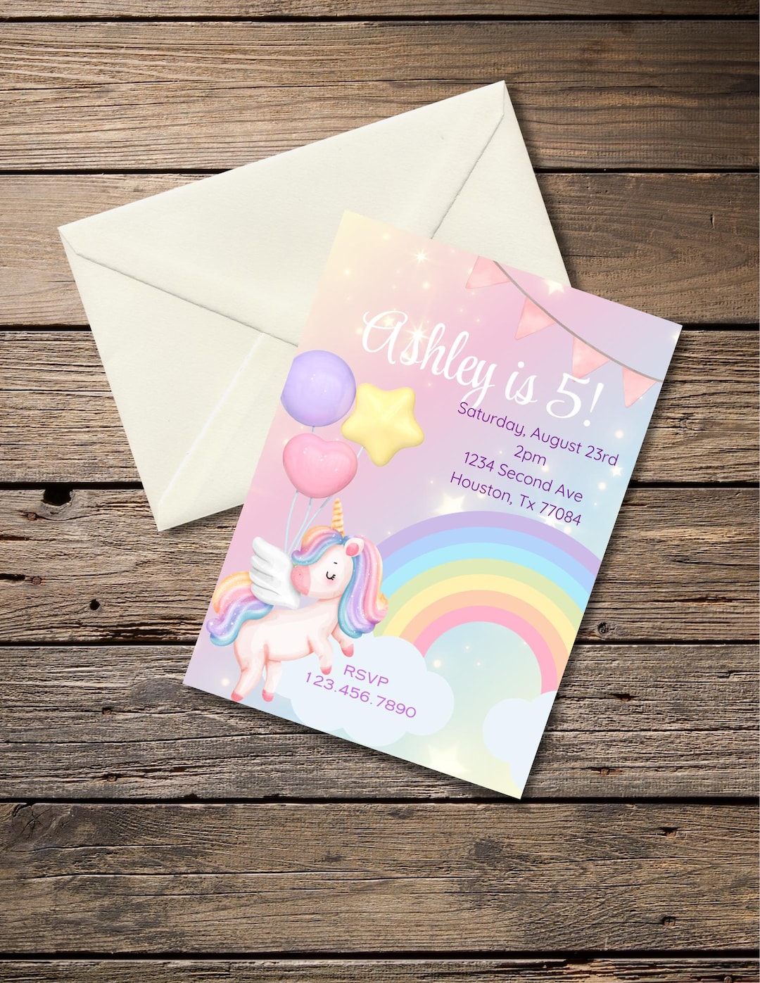 Unicorn Birthday Invitation: Editable Canva Template (digital Download ...