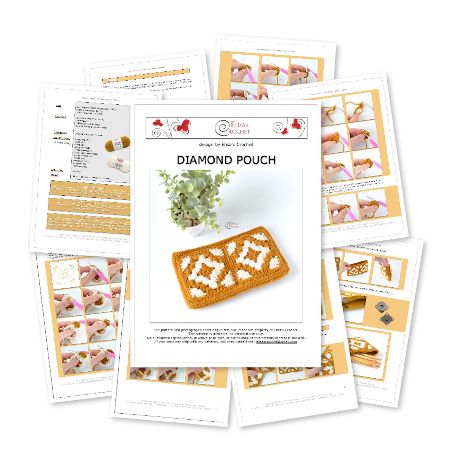 CROCHET PATTERN DIAMOND Pouch / Crochet / Bag / Purse / Case / Easy ...