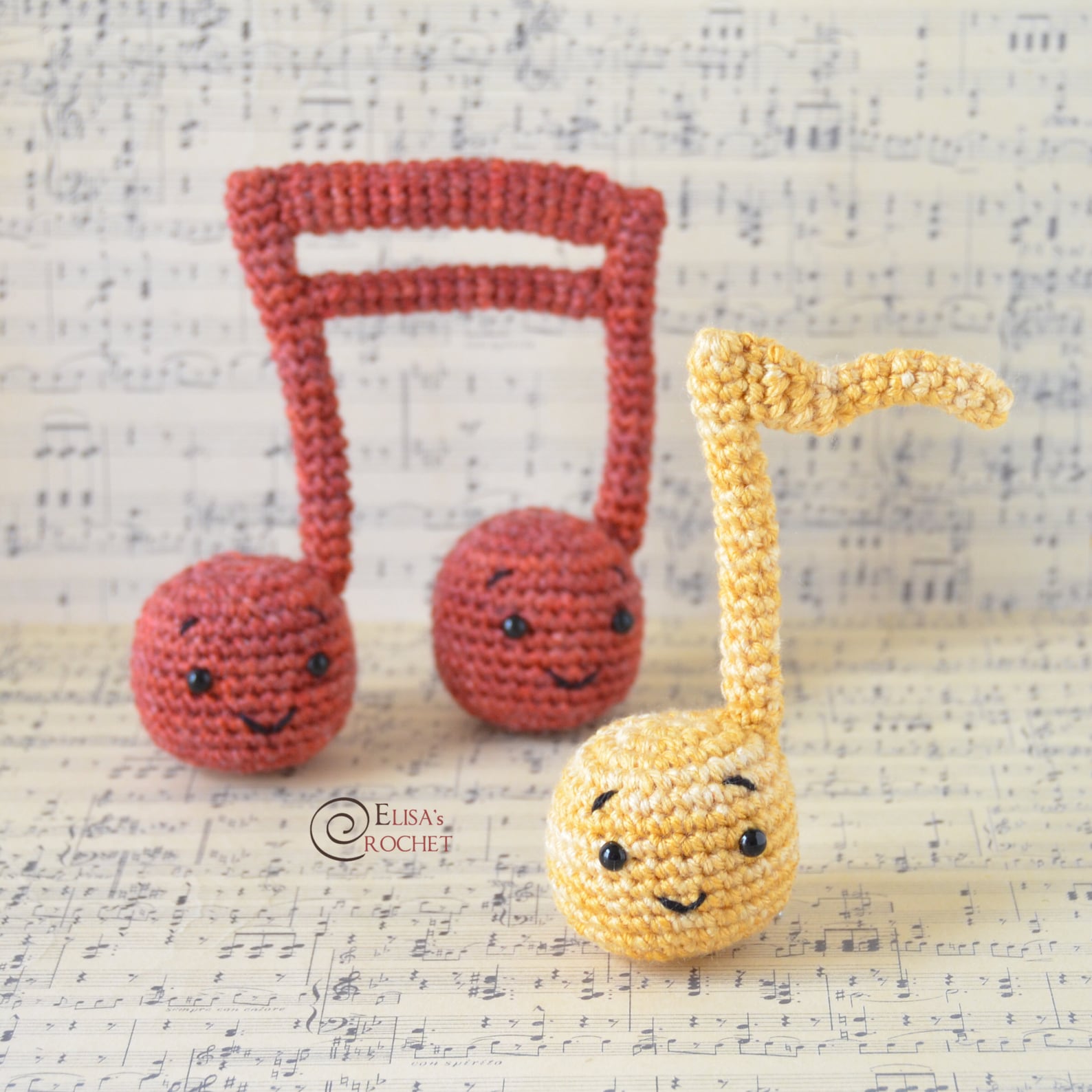 CROCHET PATTERN MUSICAL Notes Amigurumi / Stuffed Doll / Easy ...