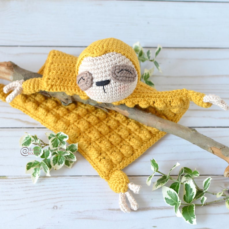 CROCHET PATTERN - SLOTH Safety Blanket / Amigurumi / Stuffed Doll ...