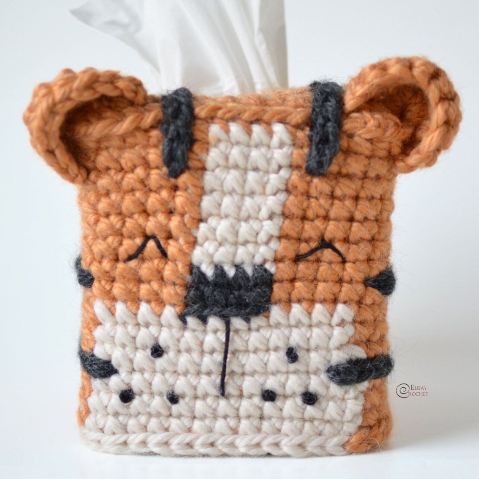 CROCHET PATTERN TIGER Tissue Box Cover/ Holiday / Christmas / Animal ...
