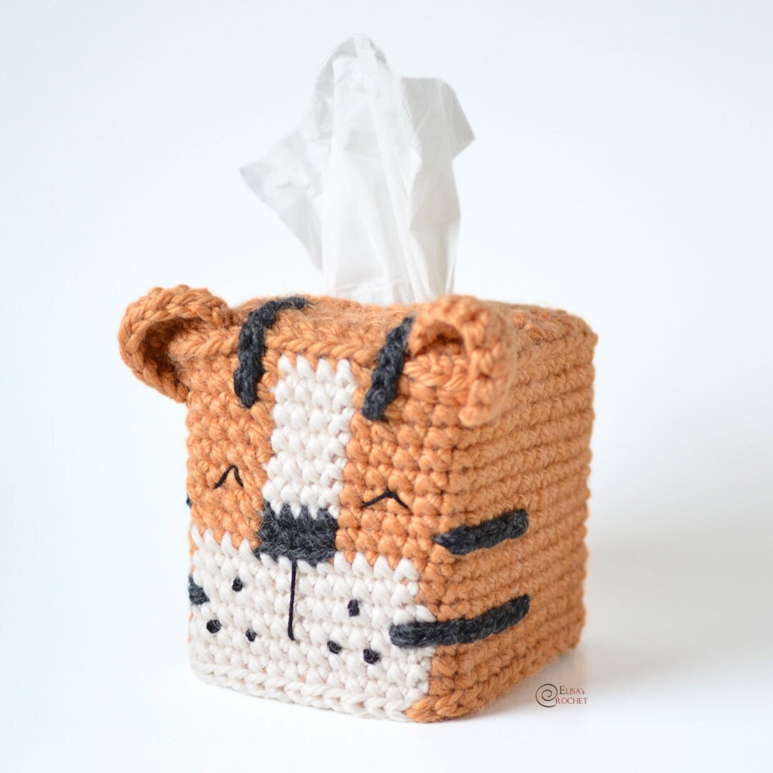 CROCHET PATTERN TIGER Tissue Box Cover/ Holiday / Christmas / Animal ...
