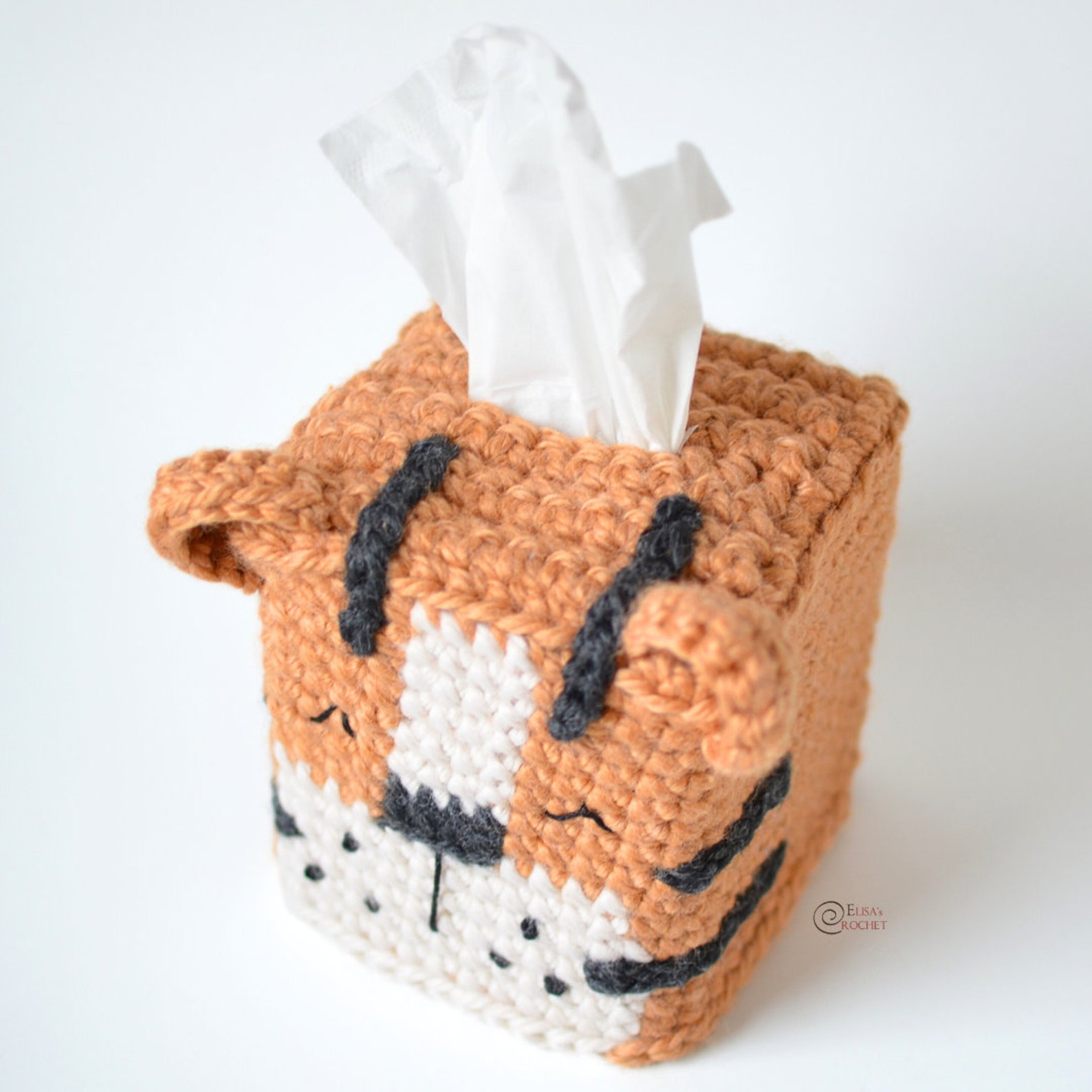 CROCHET PATTERN TIGER Tissue Box Cover/ Holiday / Christmas / Animal ...