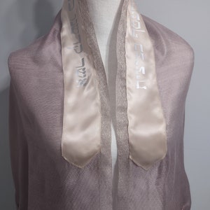 Tallit in Sheer Rose Gold With Embroidered Pink-purple Flowers - Etsy